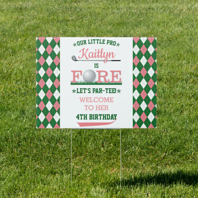 Golf PAR-TEE 4th Birthday Welcome Sign | Zazzle