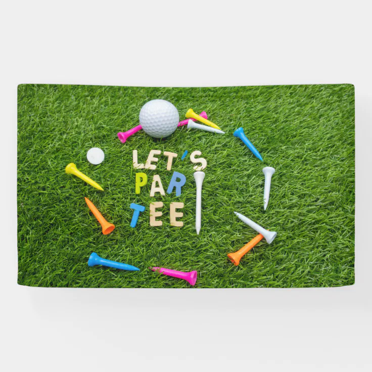 Golf Par tee party with golf ball colorful tees Banner | Zazzle