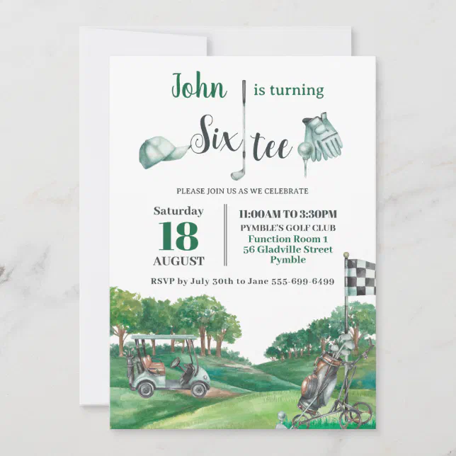 Golf Party 60th Birthday Turning Sixty Invitation | Zazzle