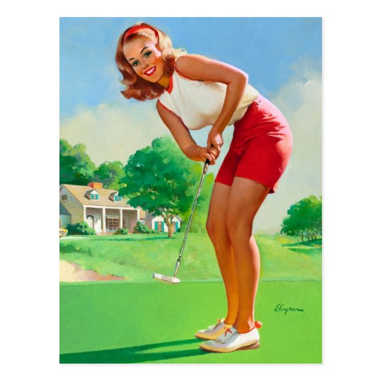 Golf Pin Up Postcard | Zazzle.com