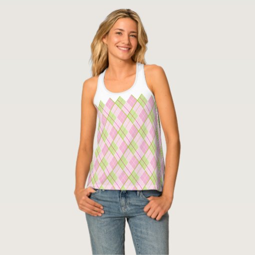 Golf pink green diamond pattern top | Zazzle