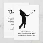 Golf Player Bereavement Sympathy Funeral Memorial Thank You Card | Zazzle