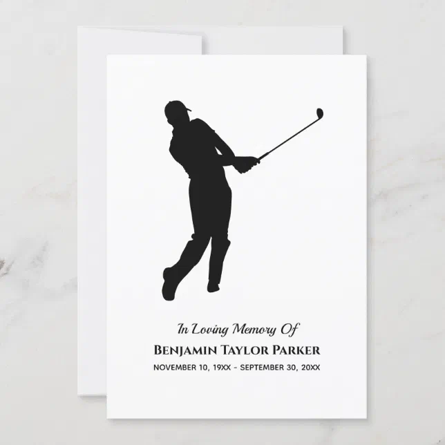 Golf Player Bereavement Sympathy Funeral Memorial Thank You Card | Zazzle