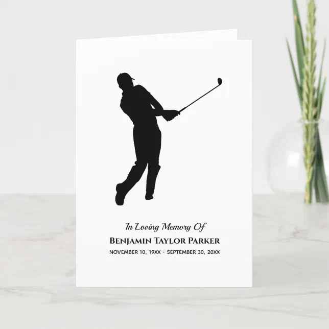 Golf Player Bereavement Sympathy Funeral Memorial Thank You Card | Zazzle