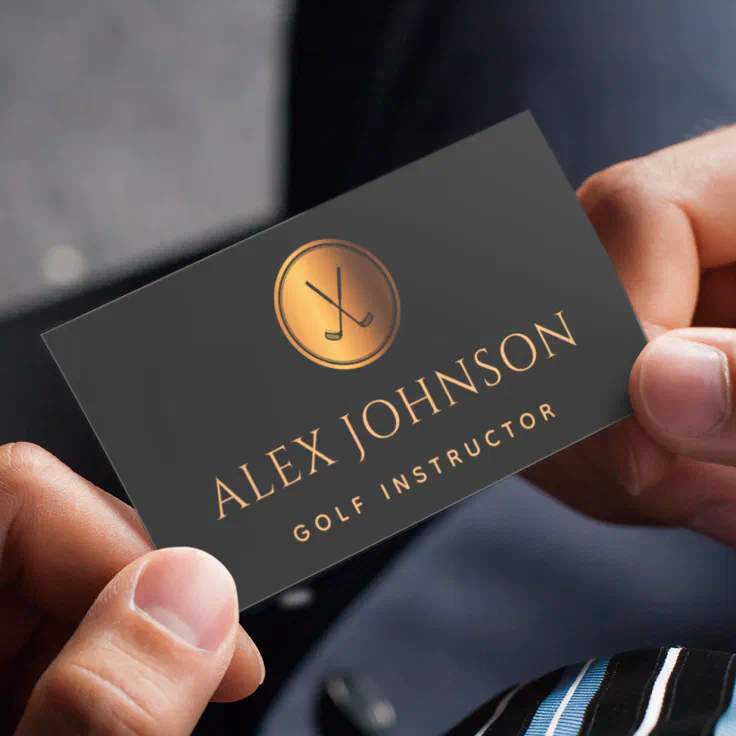 Golf Professional Instructor Pro Golfer Gold Black Business Card | Zazzle