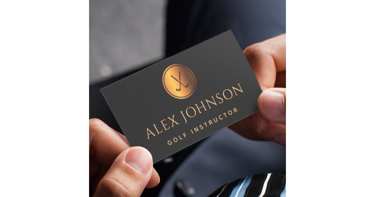 Golf Professional Instructor Pro Golfer Gold Black Business Card | Zazzle