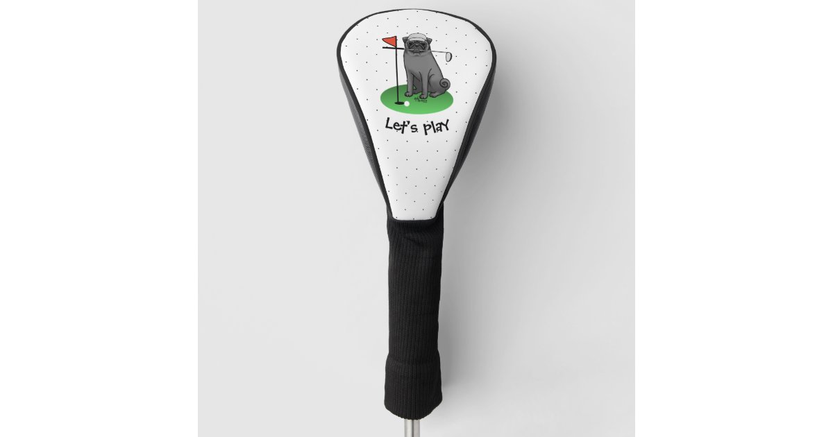 Golf Pug Playing Golf (black) Cute Dog Funny Golf Head Cover | Zazzle
