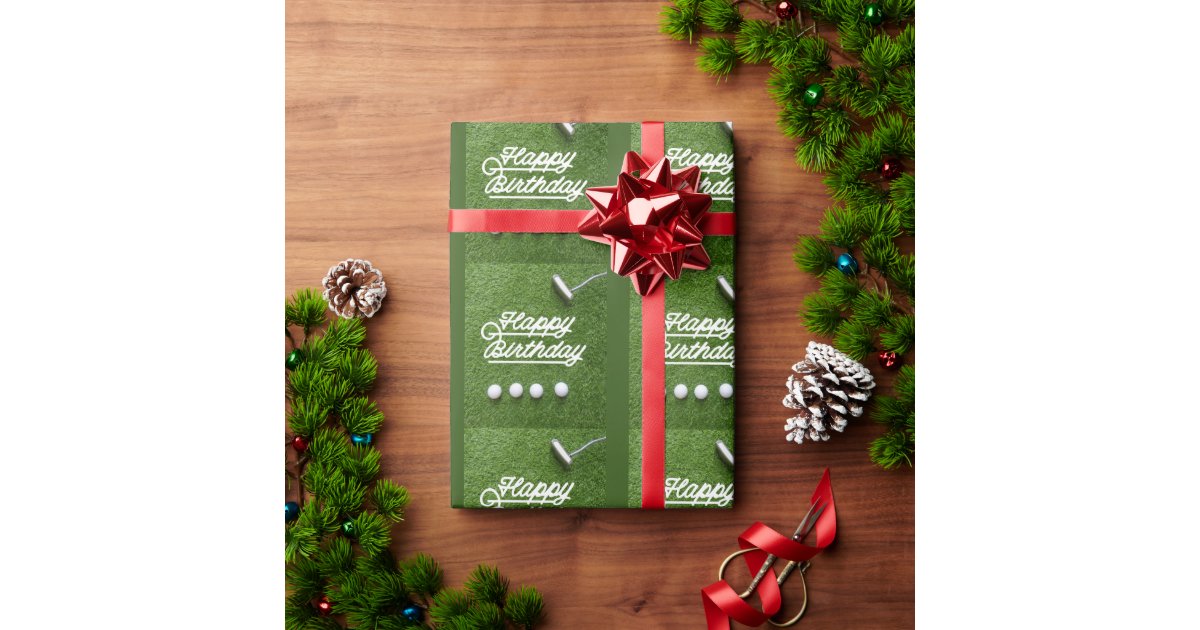 Golf putter Happy birthday to golfer Wrapping Paper | Zazzle