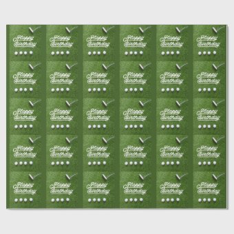 Golf putter Happy birthday to golfer Wrapping Paper | Zazzle