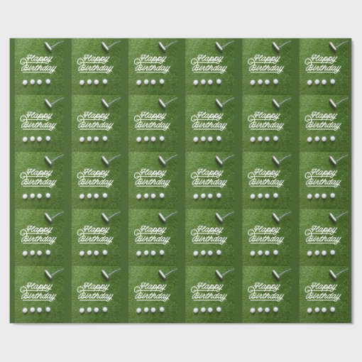 Golf putter Happy birthday to golfer Wrapping Paper | Zazzle