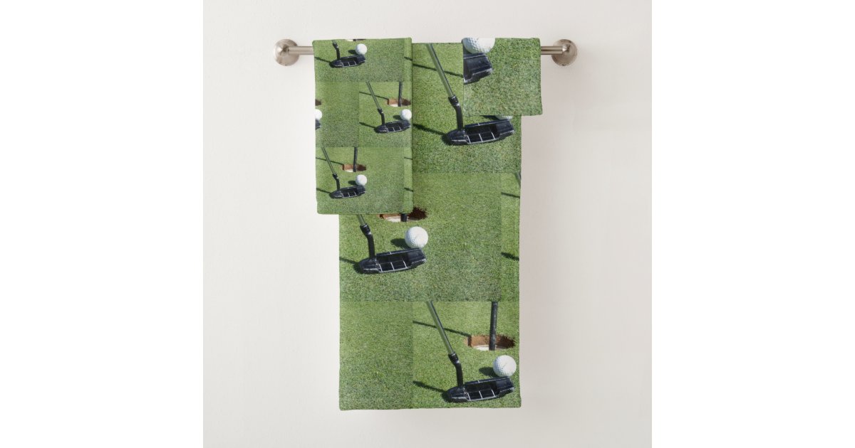 Golf Putter Marking Par On The Green, Bath Towel Set | Zazzle