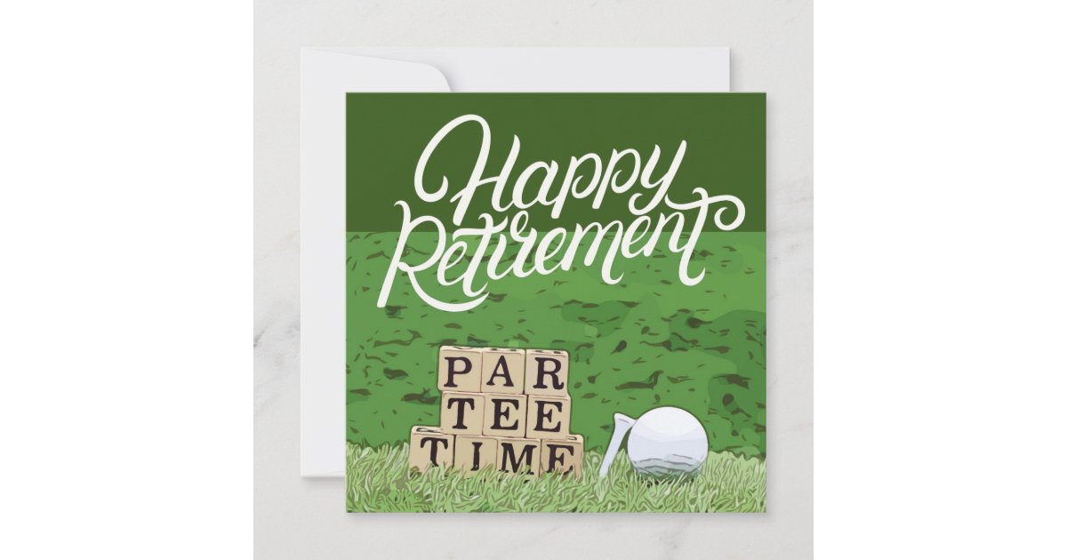 Golf Retirement with ball par tee time on green Card | Zazzle