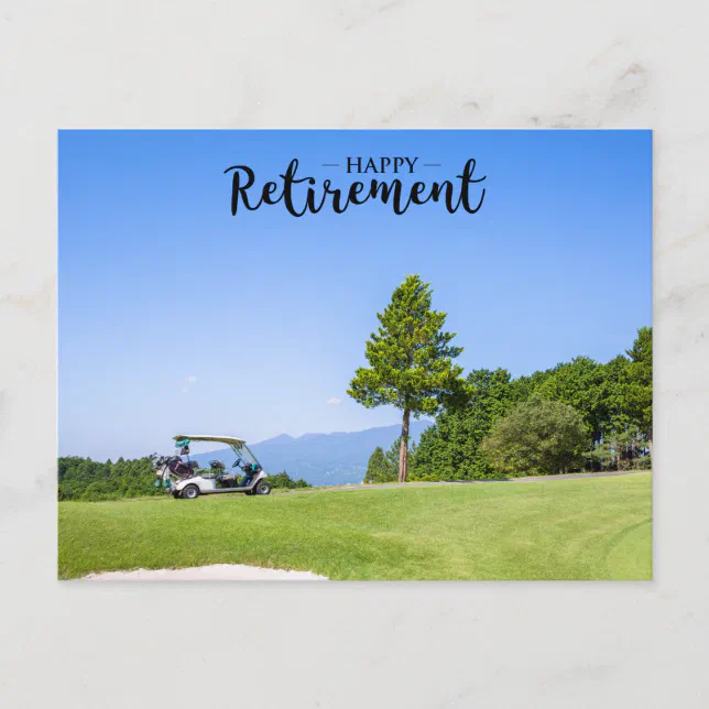 Golf Retirement with golfer at blue sky background Postcard | Zazzle