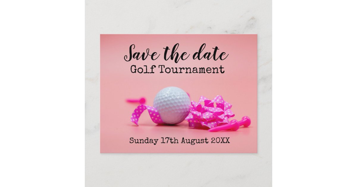 Golf Save the date Golf Tournament with pink theme Announcement ...