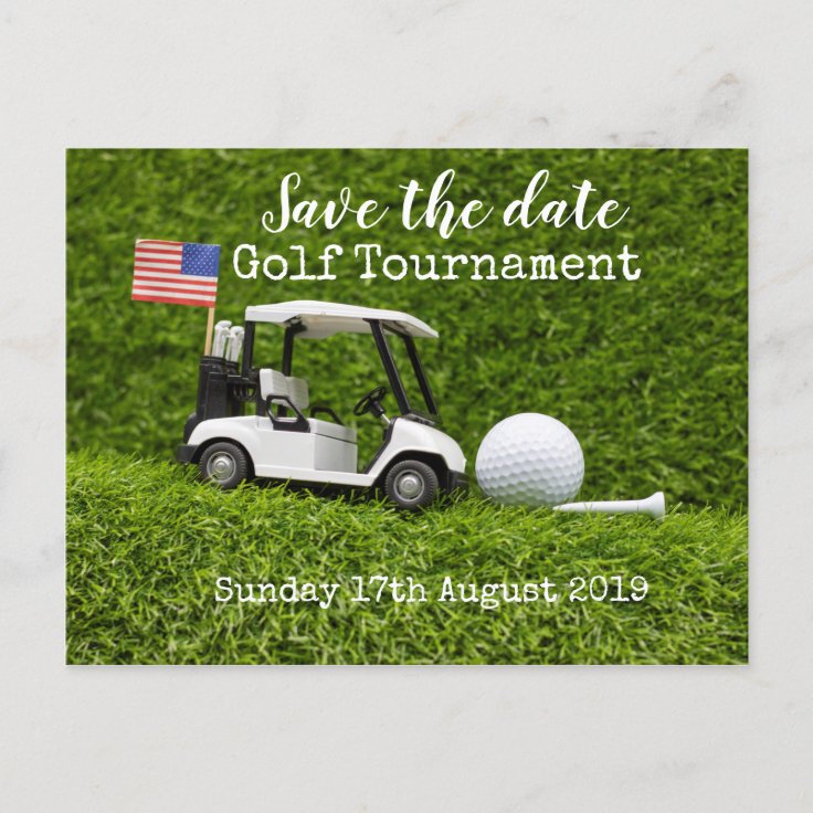 Golf Save the date Golf Tournament with U.S.A.flag Announcement ...