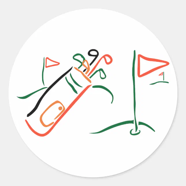 Golf Scene Classic Round Sticker | Zazzle