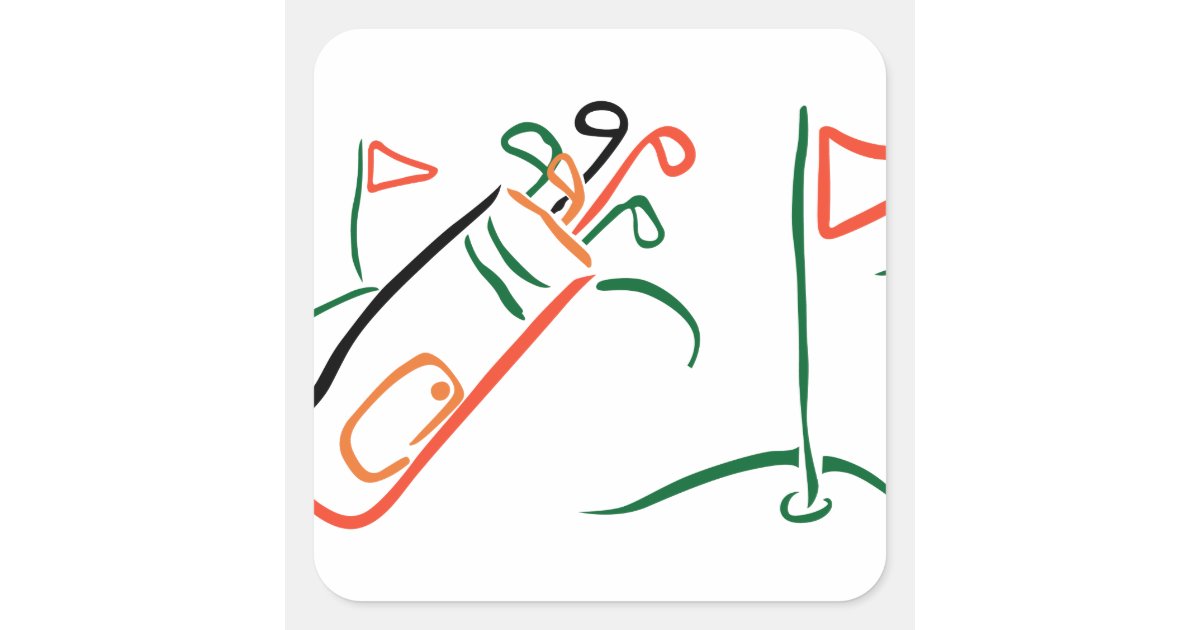 Golf Scene Square Sticker | Zazzle