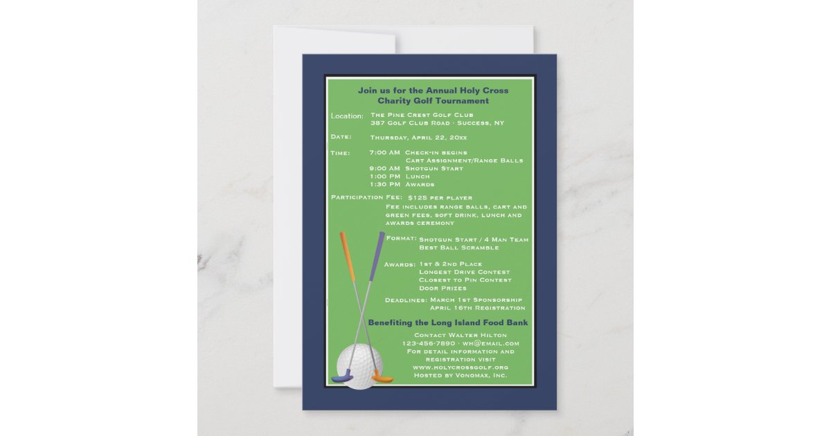 Golf Spirit Charity Tournament Invitation | Zazzle