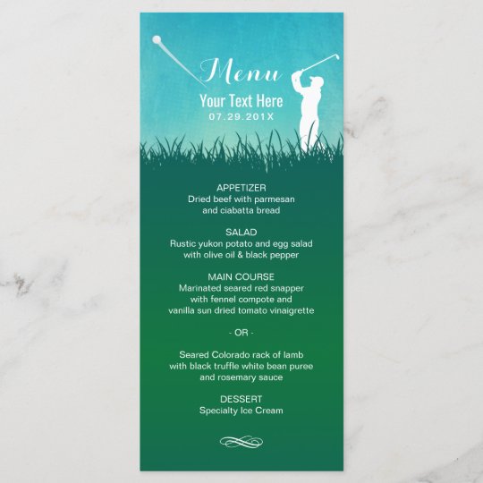 Golf Sports Theme Party Blue Sky & Green Grass Menu | Zazzle.com
