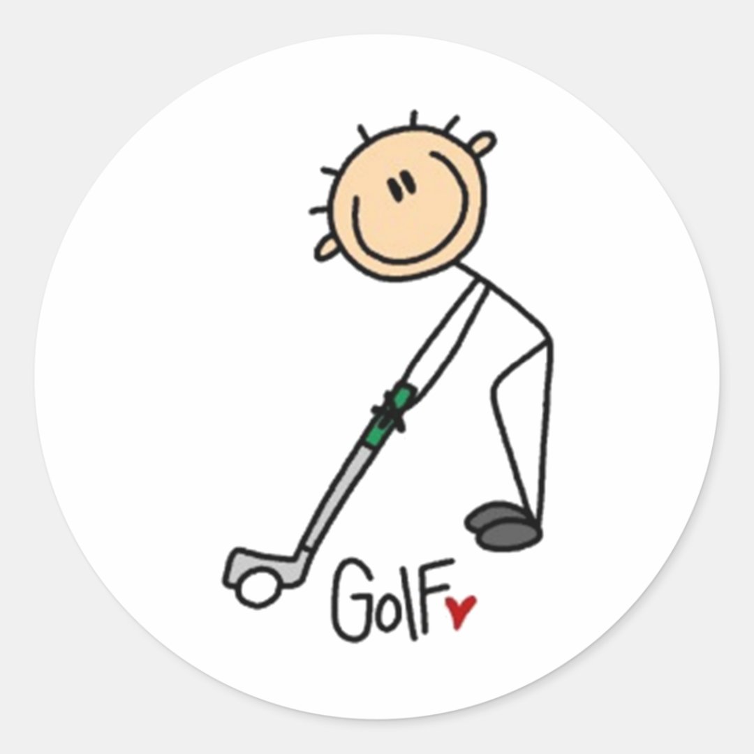 Golf Stick Figure Classic Round Sticker | Zazzle