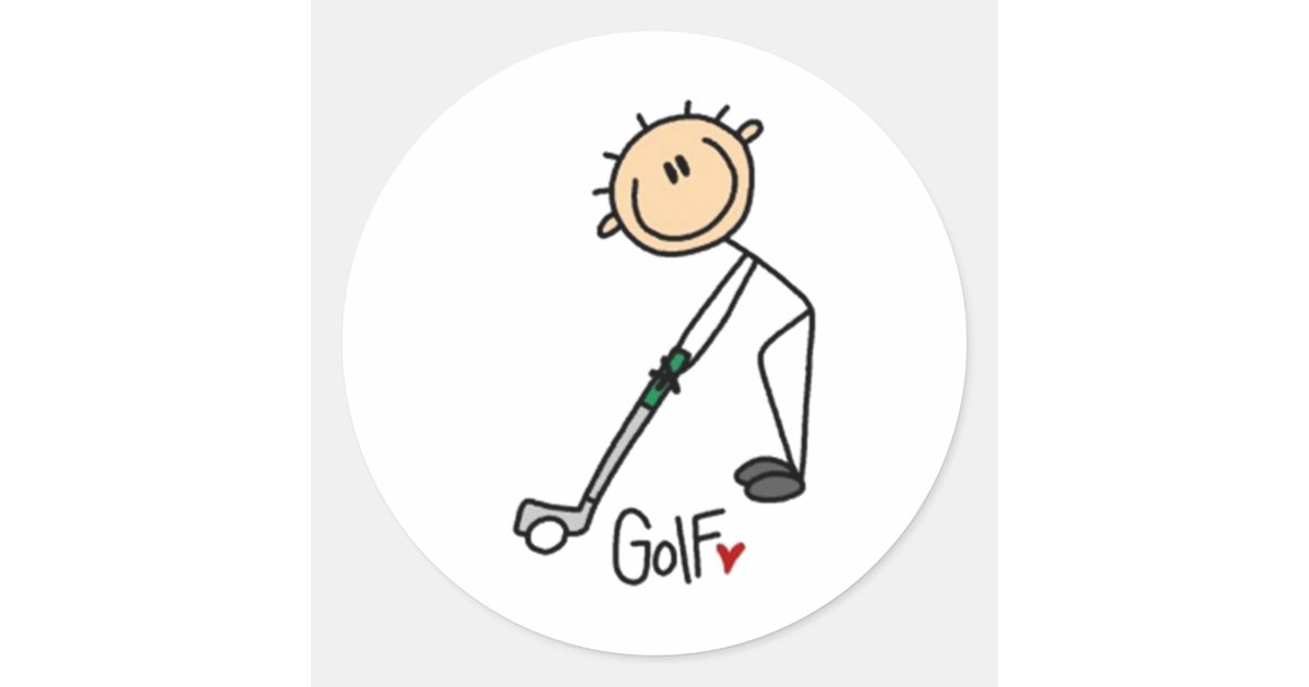 Golf Stick Figure Classic Round Sticker | Zazzle