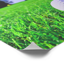 Golf strong go long grass golf ball poster | Zazzle