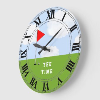 Golf Tee Time Large Clock | Zazzle