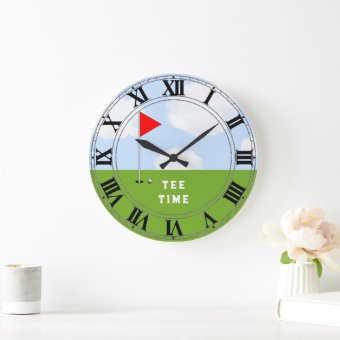Golf Tee Time Large Clock | Zazzle