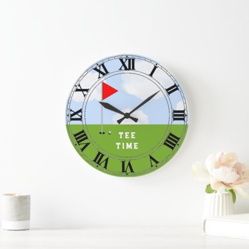 Golf Tee Time Large Clock | Zazzle
