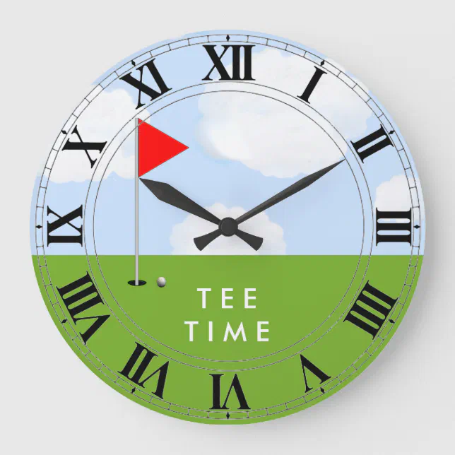 Golf Tee Time Large Clock | Zazzle
