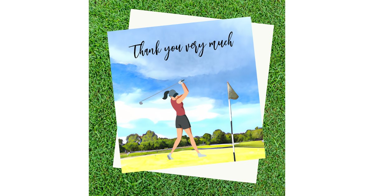 Golf Thank you card for golfer watercolor | Zazzle