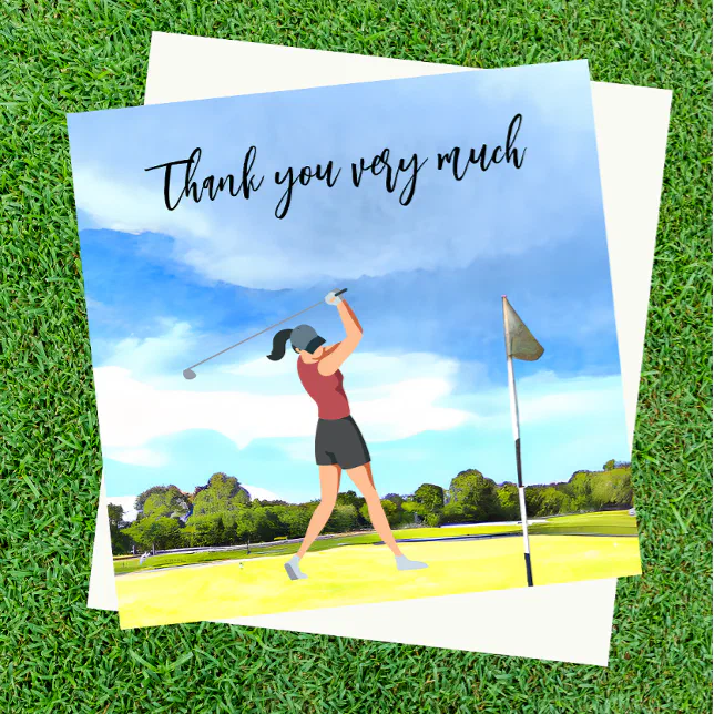 Golf Thank you card for golfer watercolor | Zazzle