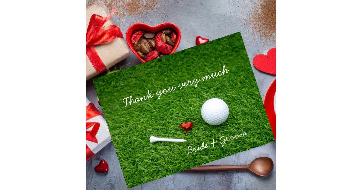 Golf Thank you card for golfer wedding | Zazzle