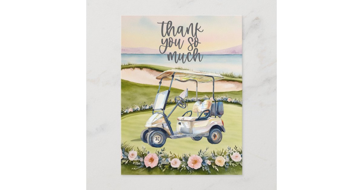 Golf thank you card golf course watercolor | Zazzle