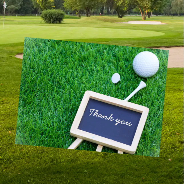 Golf thank you card on green grass | Zazzle