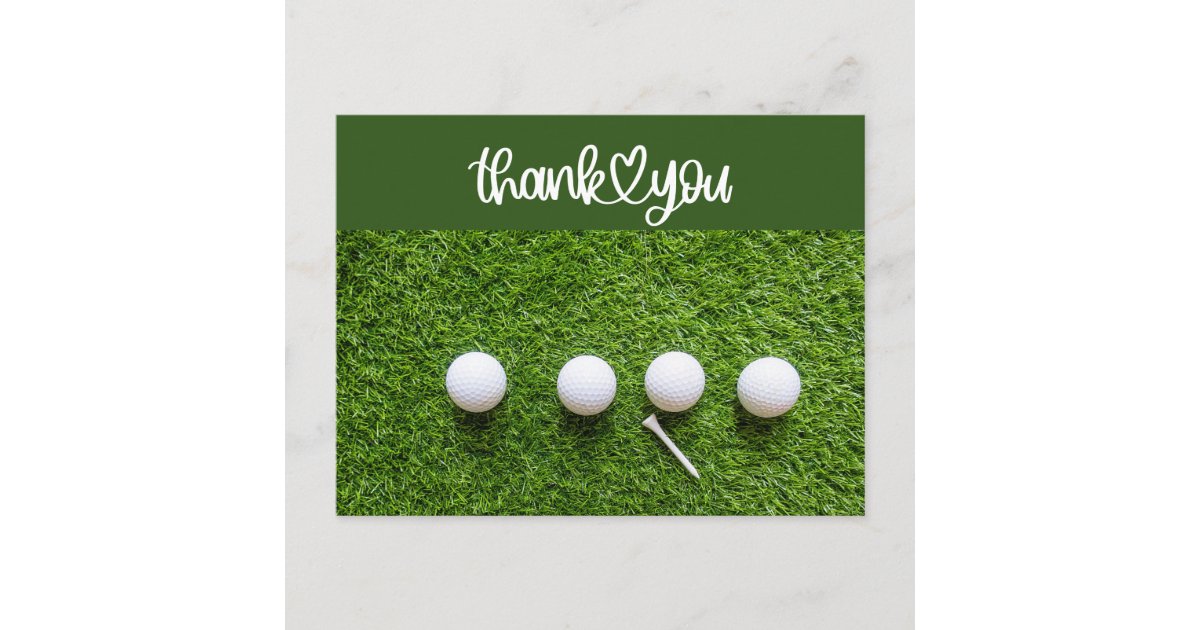 Golf Thank you card to golfer with golf ball | Zazzle