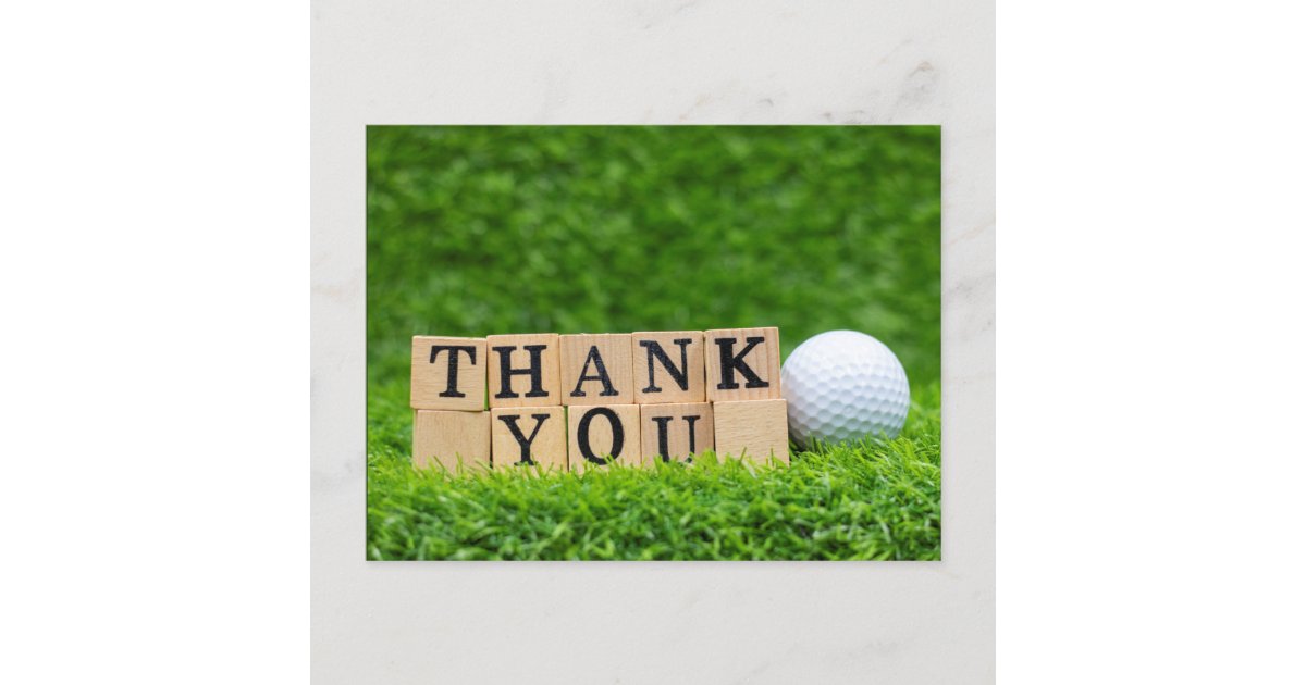 Golf Thank you card with ball on green grass | Zazzle