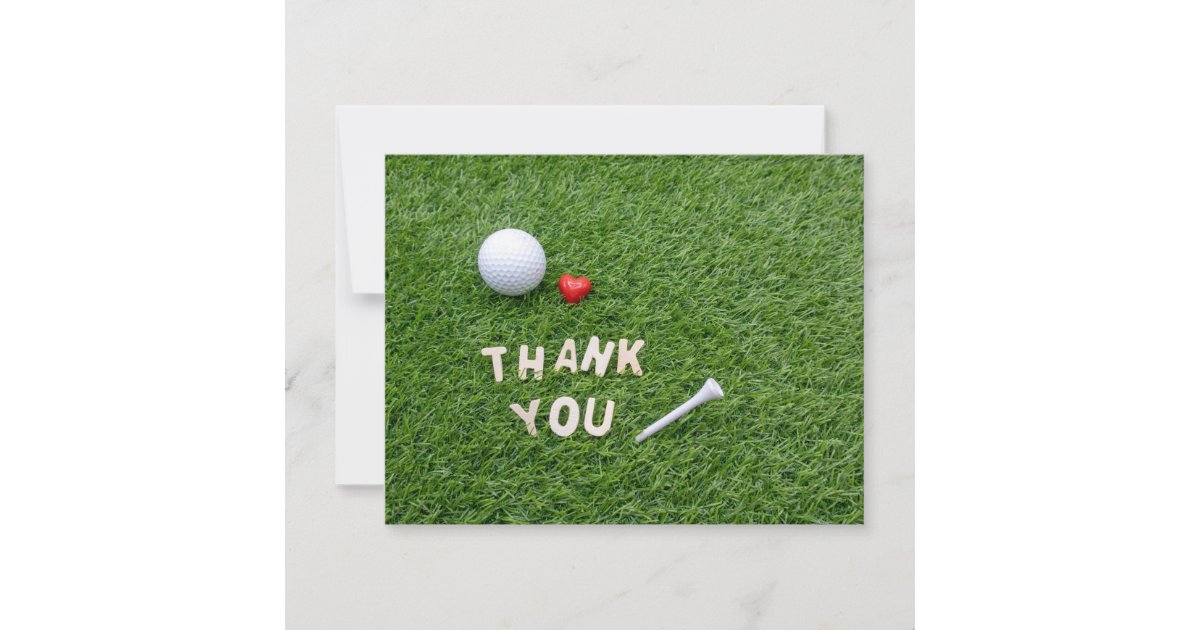 Golf Thank you card with golf ball and tee | Zazzle