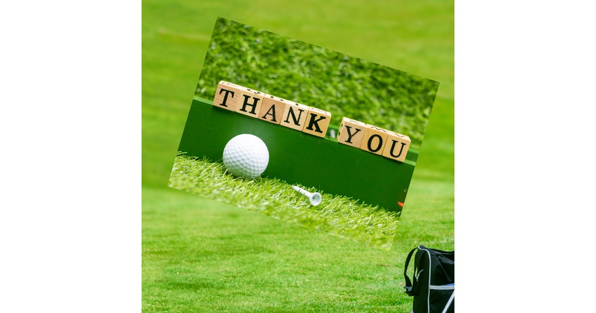 Golf Thank you card with golf ball and tee | Zazzle