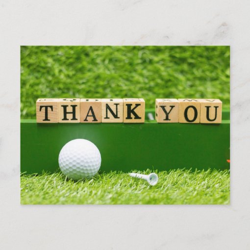 Golf Thank you card with golf ball and tee | Zazzle