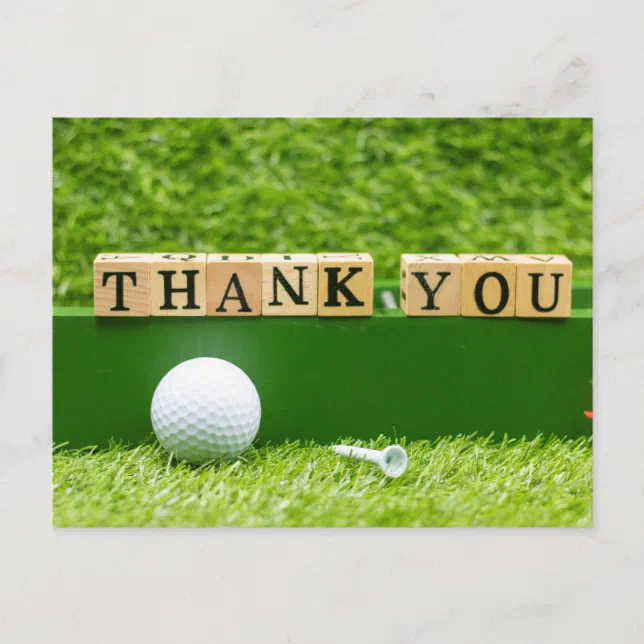 Golf Thank you card with golf ball and tee | Zazzle