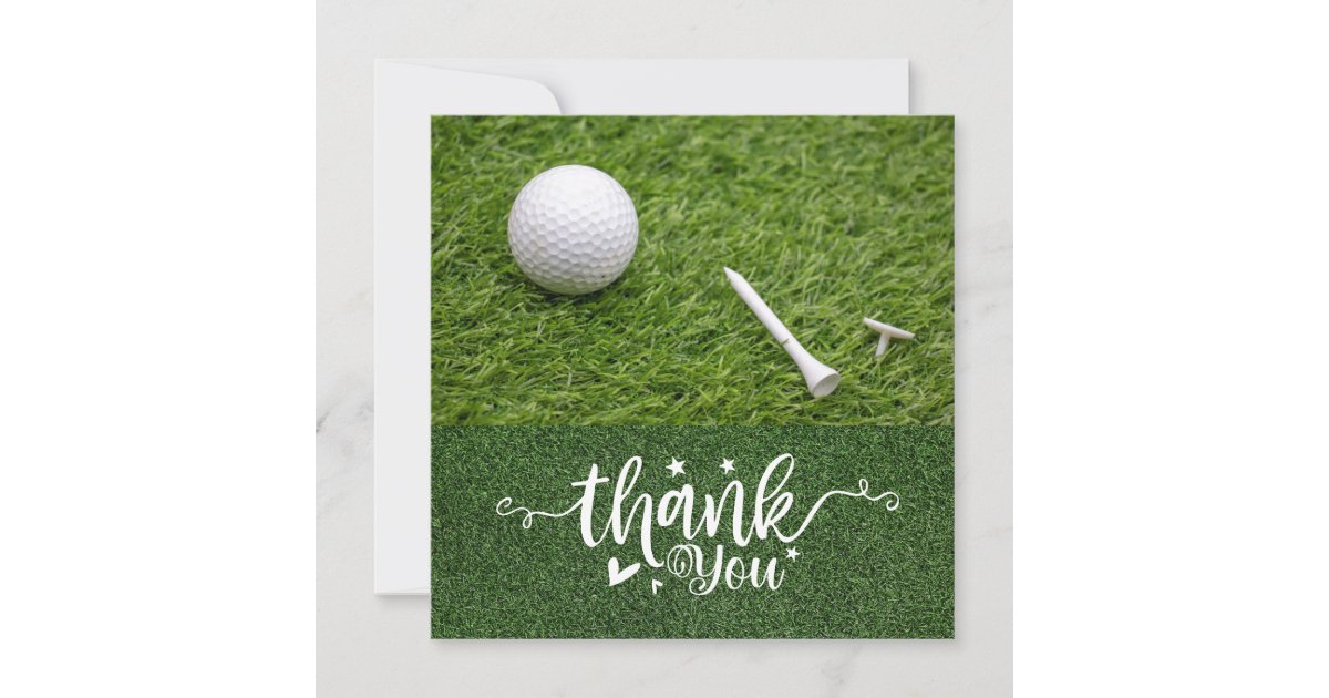 Golf Thank you card with golf ball for golfer | Zazzle