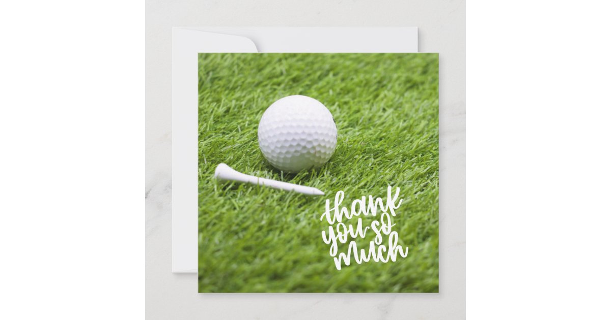 Golf Thank you card with golf ball on green | Zazzle