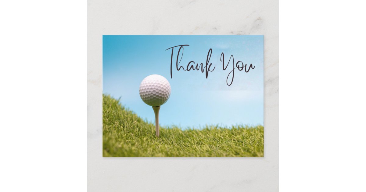 Golf Thank you card with golf ball on tee | Zazzle