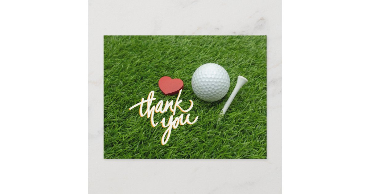 Golf thank you card with golf ball tee with love | Zazzle