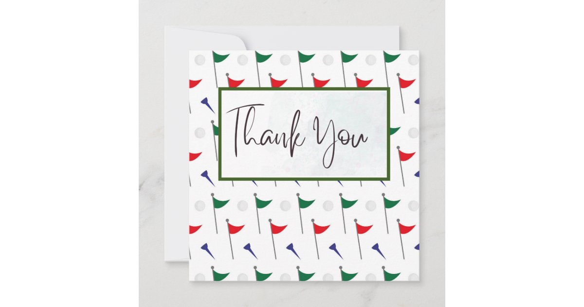 Golf thank you card with golf flag | Zazzle