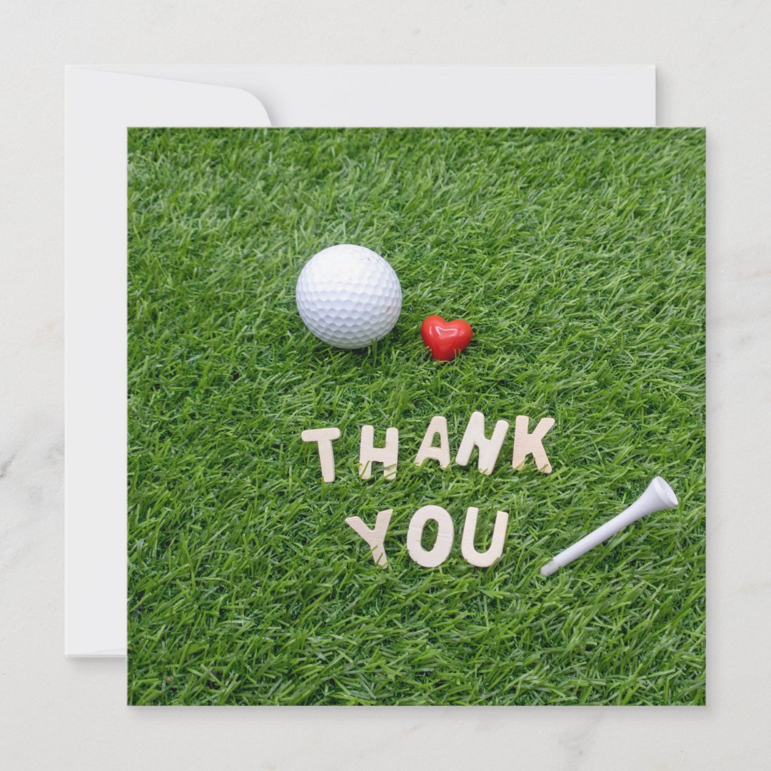 Golf Thank you card with love and golfball | Zazzle