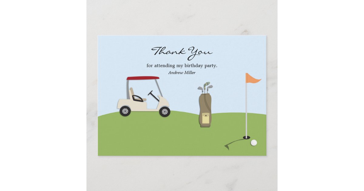 Golf Thank You Flat Card | Zazzle.com