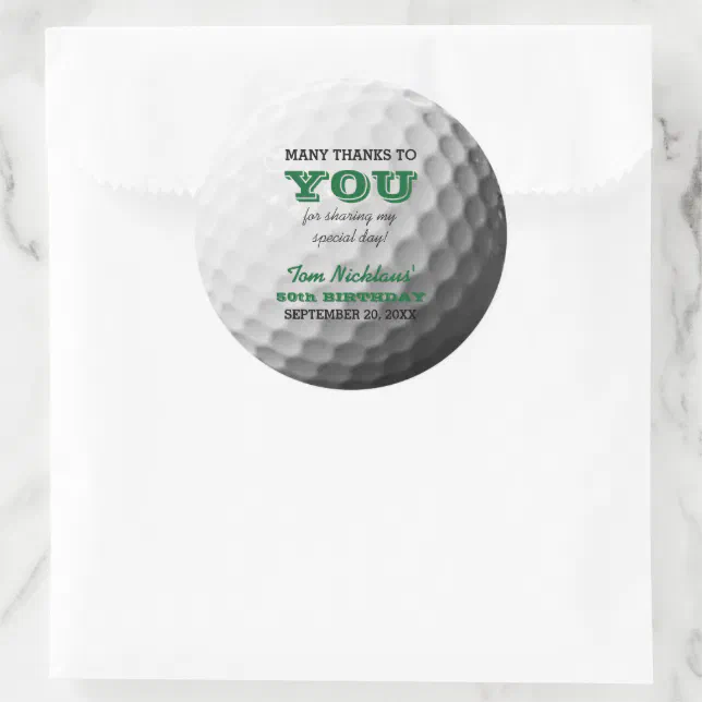 Golf Thank You Personalized Classic Round Sticker | Zazzle