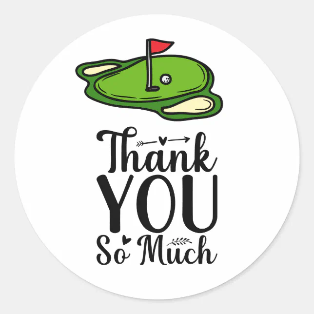 Golf Thank you so much Classic Round Sticker | Zazzle